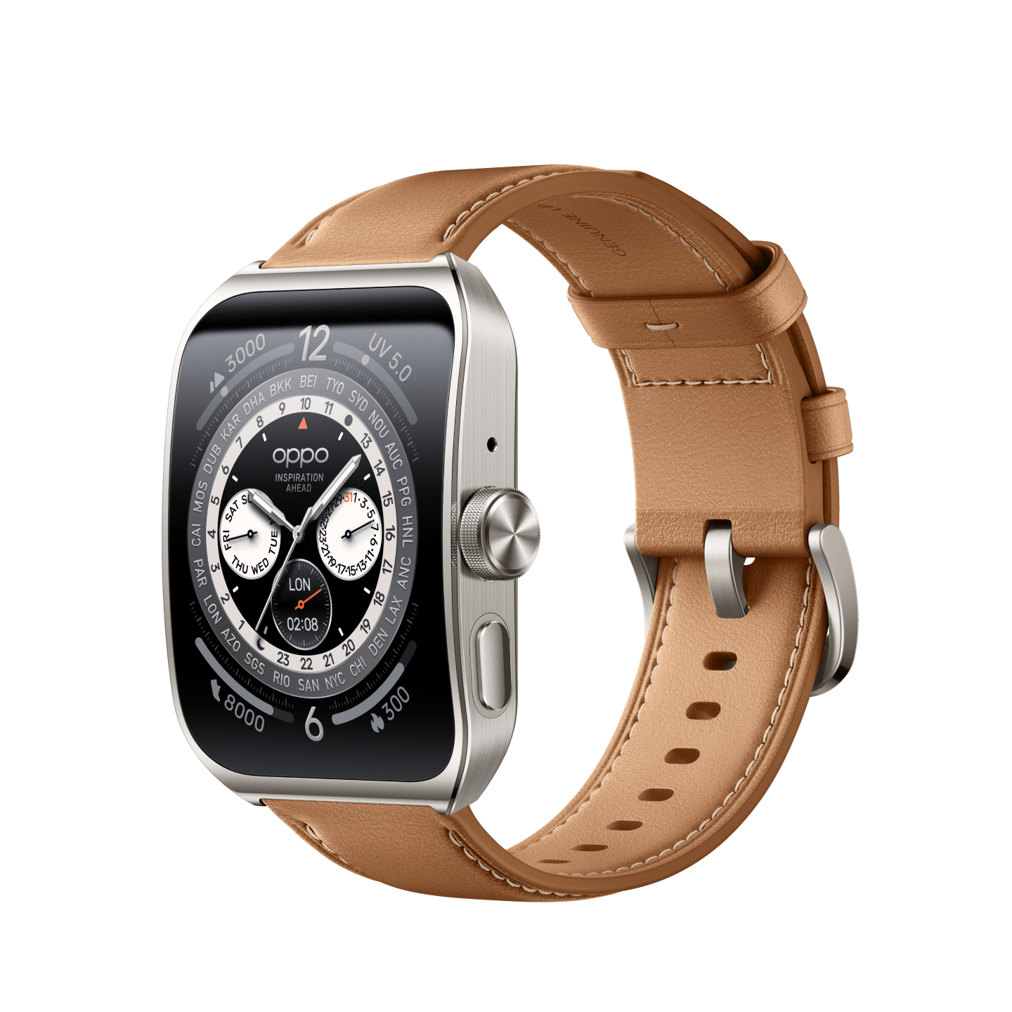 OPPO Watch 4 Pro 全智能手表 破晓棕 真皮表带款